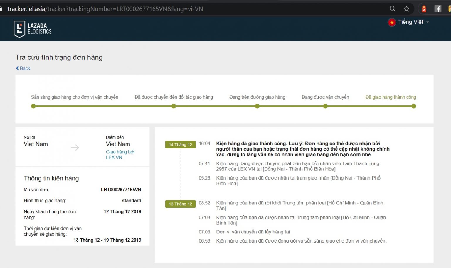 Tra cứu Lex VN - Kiểm tra đơn hàng Lazada Express đang ở đâu - MGG.VN